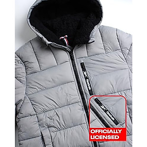 Reebok Mens Winter Jacket - Heavyweight Quilted Puffer Parka Coat - Insulated Sherpa Lined Outerwear Jacket for Men, M-XXL, Size Medium, Steel Grey/Black