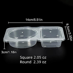 Aywenny 15PCS Double Compartment Condiment Containers with Lids,Disposable 2 Compartment Snack Containers,Dual Compartment Containerfor for Condiment, Dip, Sauce, Sampling and Travel Snacks