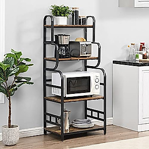O&K FURNITURE 4-Tier Kitchen Bakers Rack with Storage Shelf, Standing Microwave Oven Stand Rack Spice Rack Organizer, Double-purpose Rack for Wide Application