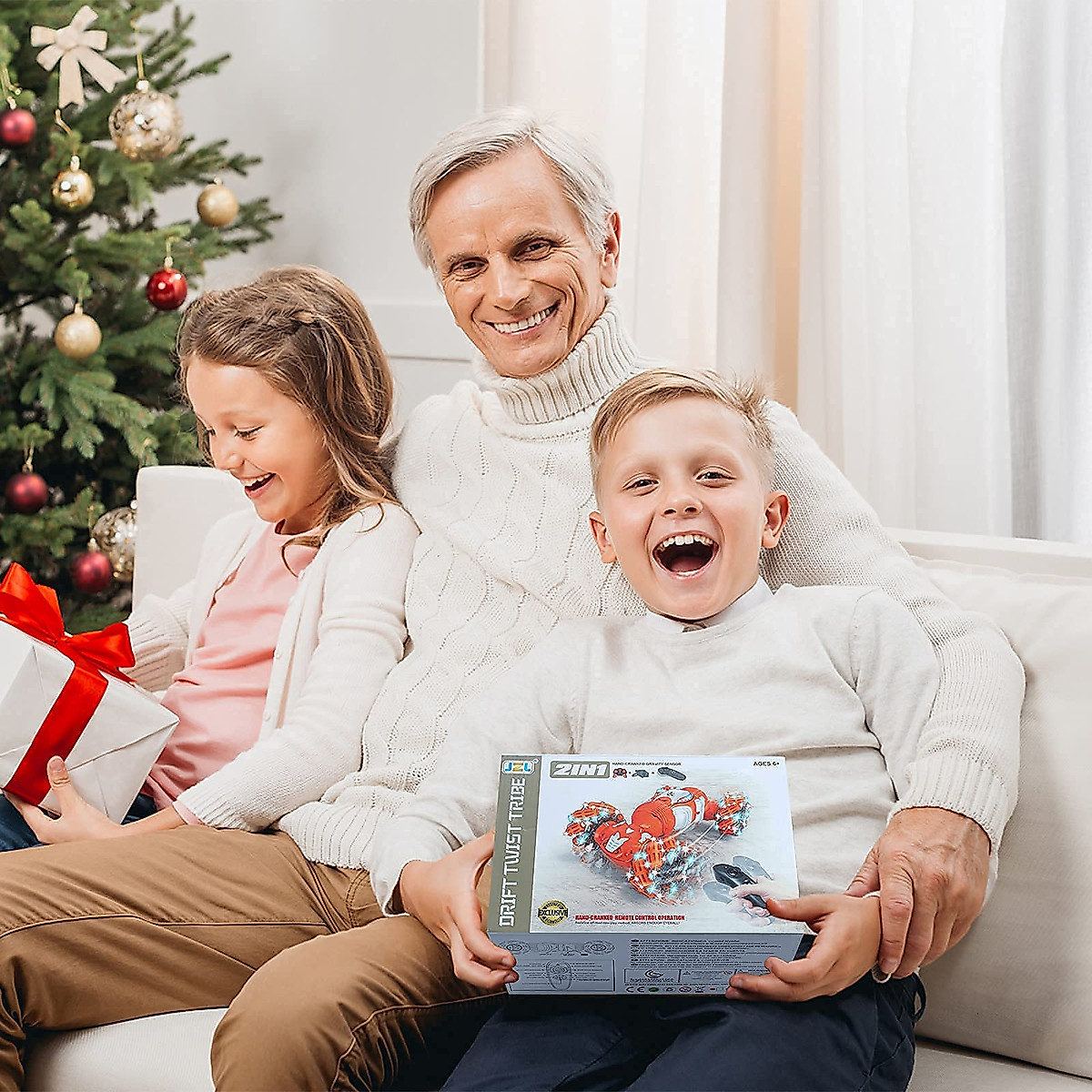 GILI Gesture Sensing Rc Stunt Car with Gravity Sensor, 2.4GHZ,4WD Double Sided Hobby RC Crawlers with Music&Lights for Boys 6-12 Gift Vehicle for 6, 7, 8, 9, 10, 11, 12 Kids Orange