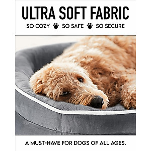 OhGeni Orthopedic Dog Bed for Large Dogs, Dog Couch Design with Egg Foam Support, Removable, Machine Washable Plush Cover and Non-Slip Bottom with Four Sided Bolster Cushion (Gray)