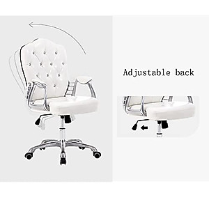 QQXX Home Office Chair Ergonomic Desk Chair Computer Chair with Lumbar Support Armrest Executive Rolling Swivel Adjustable Task Chair for Women Adults, Blue Leather