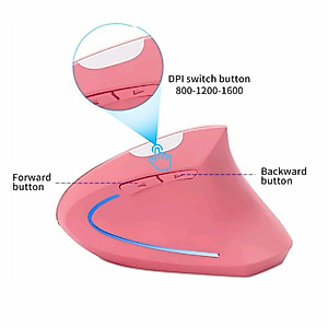 Sunffice Vertical Mouse, Ergonomic Vertical Mouse, 2.4G High Precision Optical Mice 800/1200/1600DPI for PC Laptop Desktop Mac (Wireless Pink)