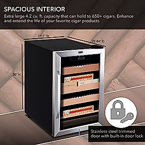 Whynter CHC-421HC 4.2 cu. ft. Cigar Cabinet Cooler Humidor with Built-in Heating & Cooling System, Humidity Temperature Control and Spanish Cedar Shelves