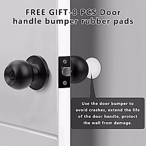 ROTESONNE 8 Pack Matte Black Privacy Door Knobs for Bedroom, Bathroom and Passage with 8 Door Stoppers, Keyless Door Handles, Interior Door Knobs (8, Black)
