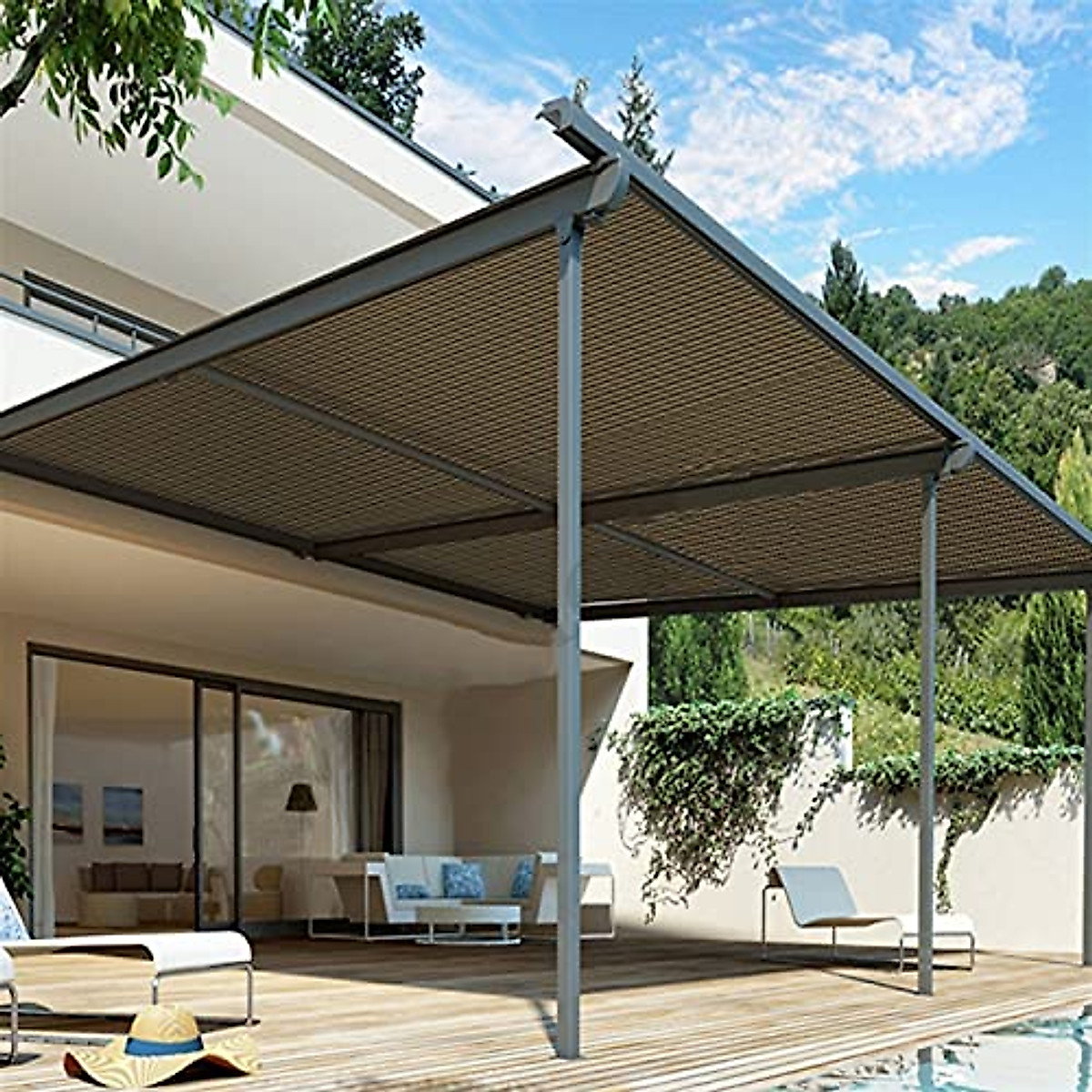 LIXIONG Sunshade Netting, Rectangle Sunblock Fabric Privicy Canopy, 95% Sunlight Shelter Shade Cloth Net for Backyard Patio, Custom Size, Silent in The Wind (Color : Brown, Size : 0.6x2cm)