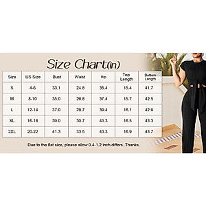 Women 2 Piece Outfits Summer Two Piece Pants Sets Sexy Tie Front Crop Top Wide Leg Casual Ribbed Outfit Pink Large