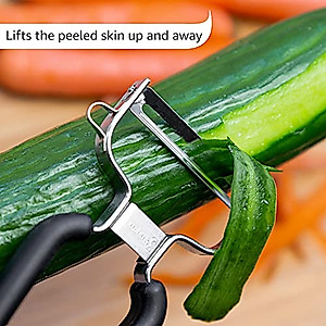 LURCH Germany Universal Ultra Sharp Stainless Steel Vegetable Y Peeler for Potatoes, All Fruits & Veggies | Non-Slip Comfortable Handle | 5.1 x 2.3 Inches / 13 cm x 6 cm - Black
