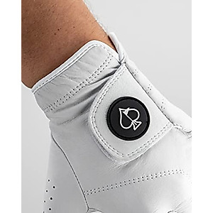 Pins & Aces - Ghost White Golf Glove Design - Premium AAA Cabretta Leather, Long-Lasting Durable Tour Glove for Men or Women - Premium Leather Golf Glove Left & Right Hand (Medium/Large, Left)