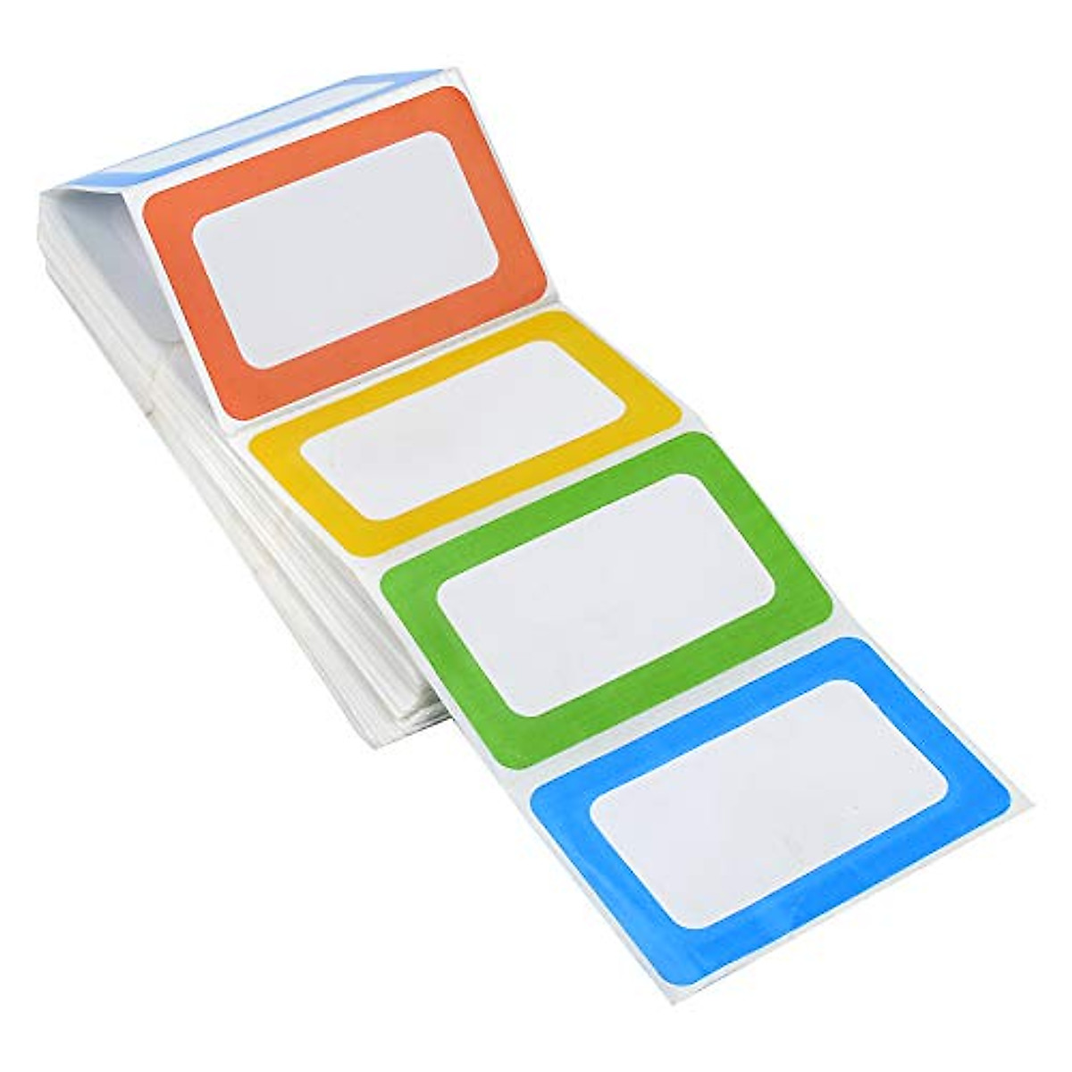 FungLam 4 Colors Plain Name Tag Stickers 200 Labels for Office, School, Teachers, Meeting and Mailing