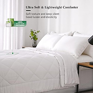 LAVANCE 100% Viscose Made from Bamboo Comforter Queen Size Lightweight Silky Down Alternative Duvet Insert All Season Soft Comforter - White, 90x90 Inches