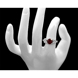 Unique Natural 8 MM Garnet Ring 925 Sterling Silver January Birthstone Solitaire Ring Garnet Jewelry Proposal Ring Birthday Gift For Girlfriend (RG-7772) (Sterling Silver, 9 US)