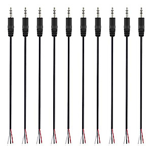 Fancasee 10 Pack Replacement 3.5mm Male Plug to Bare Wire Open End TRS 3 Pole Stereo 1/8" 3.5mm Plug Jack Connector Audio Cable for Headphone Headset Earphone Cable Repair