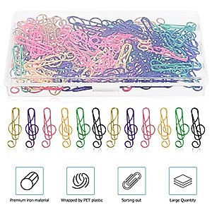 Amosfun Heart Bookmark Heart Bookmark 100Pcs Musical Note Paperclips Colorful Paper Clips Musical Note Clips Metal Paperclips Office Paperclips Fancy Bookmarks
