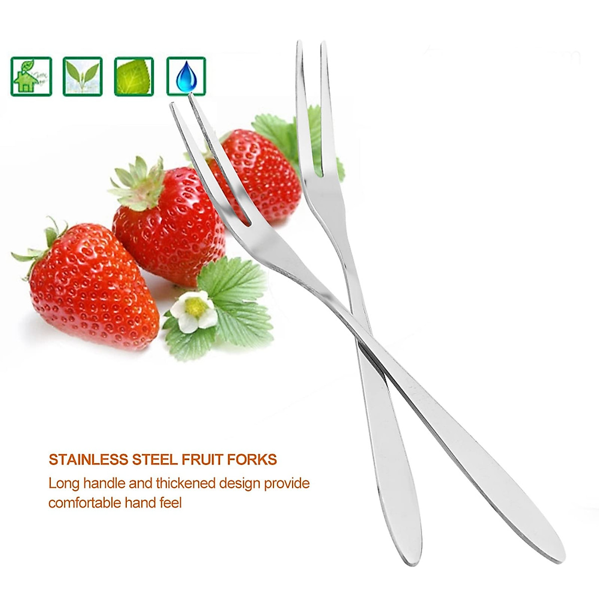 Stainless Steel Fruit Pickle Cocktail Cake Steak Fork Comfortable Long Handle for Fruit Cake Ice Cream Dessert Serving and Dinner Fork,20Pcs/set Appetizer Forks, 20Pcs/set Appetizer Forks, Stain