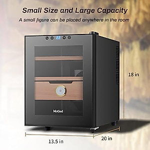 MoGed Mini Cooler 35L with Temperature and Humidity System, Made With Spanish Cedar, Full Glass Door, For Business &Gift