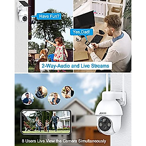ANRAN 2K Security Camera Wireless Outdoor, Solar Outdoor Camera with 360° View, Smart Siren, Spotlights, 3MP Color Night Vision, AI Human Detection, 2-Way Talk, Compatible with Alexa, Q3 White