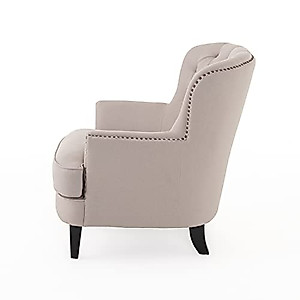 Christopher Knight Home Tafton Tufted Fabric Club Chair, Natural 33.7D x 34.6W x 34.6H in