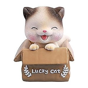 ADJ Bobbleheads for Car Dashboard, Lucky Cat Dashboard Car Ornaments Bobble Head Cat Pet Toy, Shaking Head Cat Decor for Car Interior, Automotive Dashboard Home Desktop Decoration