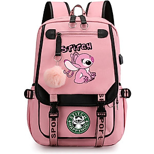 WZCSLM 15.6 Inch Stylish Computer Backpack Teens Bag College School Casual Daypack With USB Port Business (pink)