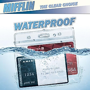 Mifflin-USA Card Protector (Clear, 4x3 Inches, 100 Pack), Waterproof and Resealable Horizontal Plastic ID Name Badge Holders