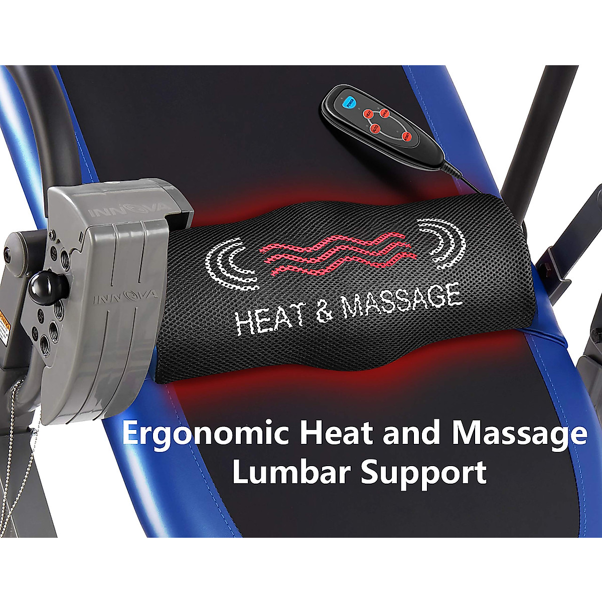 INNOVA HEALTH AND FITNESS ITM4800 Advanced Heat and Massage Inversion Table,Black/ Blue / Gray