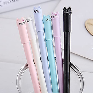 sencoo Girl Cute Pens Kawaii Pen Cute Cat Pen 0.5 mm Gel Pens Black Ball Point Pens for School Office Supplies (12 cat)