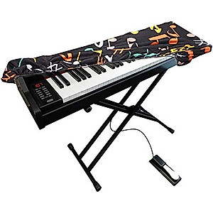 Piano Keyboard Cover,Stretchable Dust-proof Piano Cover with Adjustable Elastic Band for Electronic Keyboard,Digital Piano Keyboard Bags Cases Covers with Music Symbol Print, Suit for 61/88 Keys.