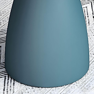 KWOKING Modern Slate Pedestal Coffee Table Round Cocktail Table Italian Tea Table, Creative Slate Coffee Table,Living Room Sofa Table, Simple Small Round Table White Blue 24" L x 24" W x 18" H