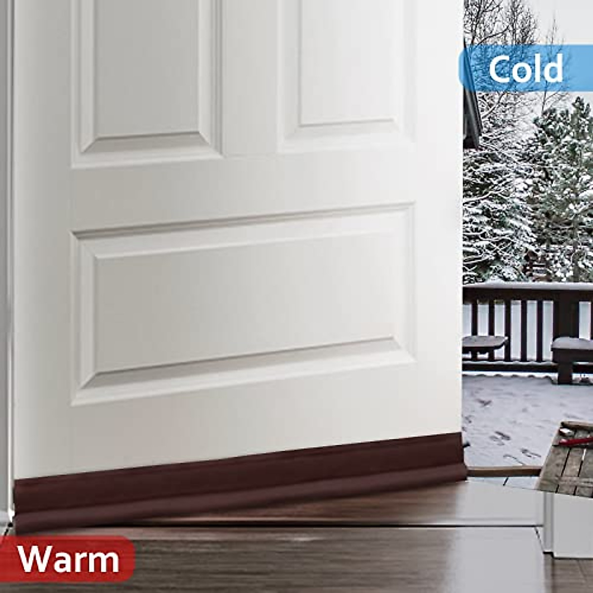 Aosivm Under Door Draft Stopper,Door Draft Blocker,Under The Door Draft Guard,Weather Stripping Noise Cold Air Blocker Window,Washable,Dust Proof,Removable,Adjustable Door Sweeps 38" (1Pc Coffee)