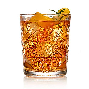 Libbey Hobstar Double Old Fashioned Glasses, 12-ounce, Clear, Set of 4
