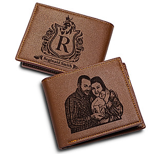 awofer Custom Photo Wallet, Personalized Engraved Wallet Gifts for Men, Husband Wallet from Wife, Custom Daddy Gifts, Engraved Wallet Birthday,Anniversary,Christmas Gifts