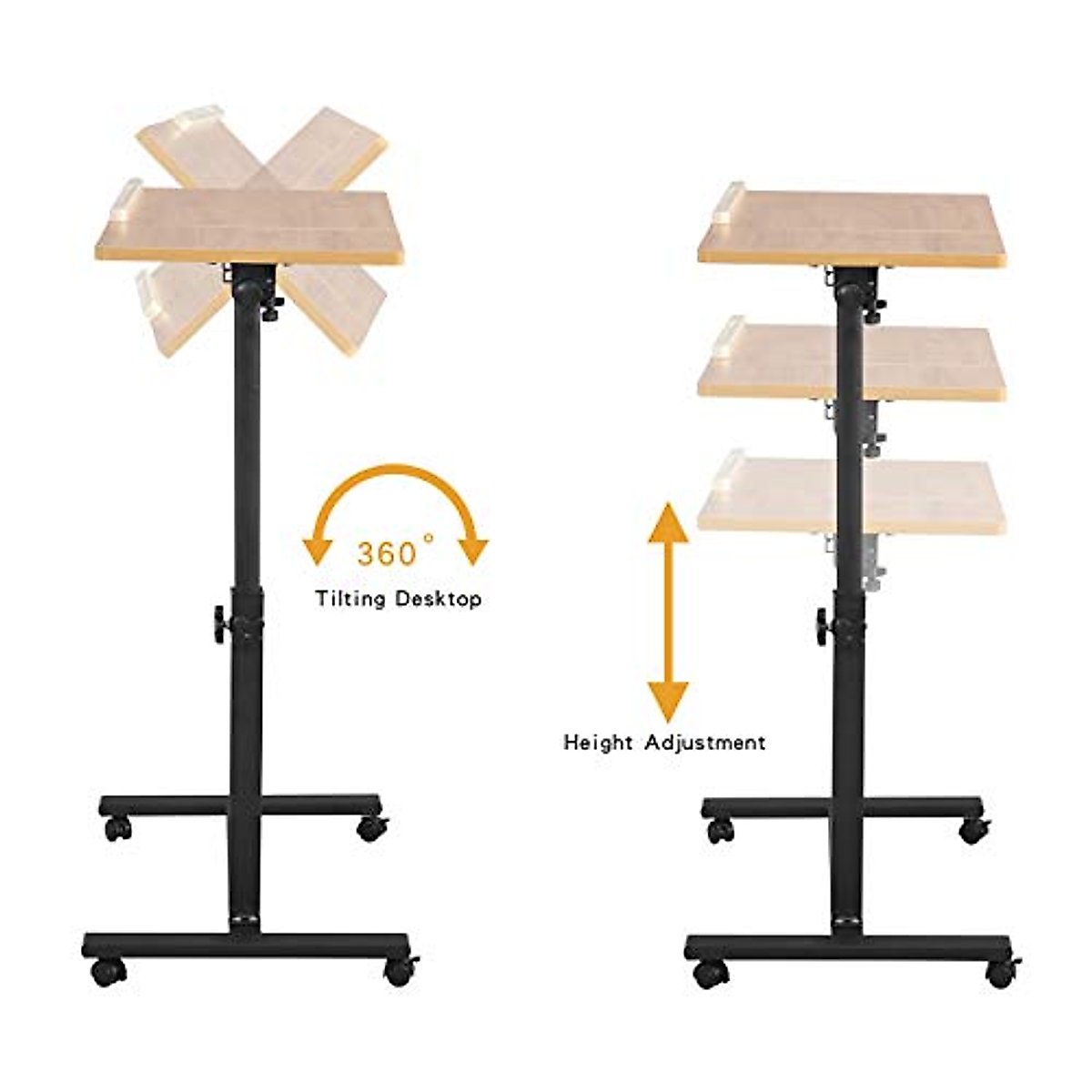 Rolling Laptop Table Lap Desk for Laptop Rolling Cart Tilting Overbed Bedside Table Overbed Desk Overbed Table with Wheels Adjustable Laptop Stand Sofa Side Table