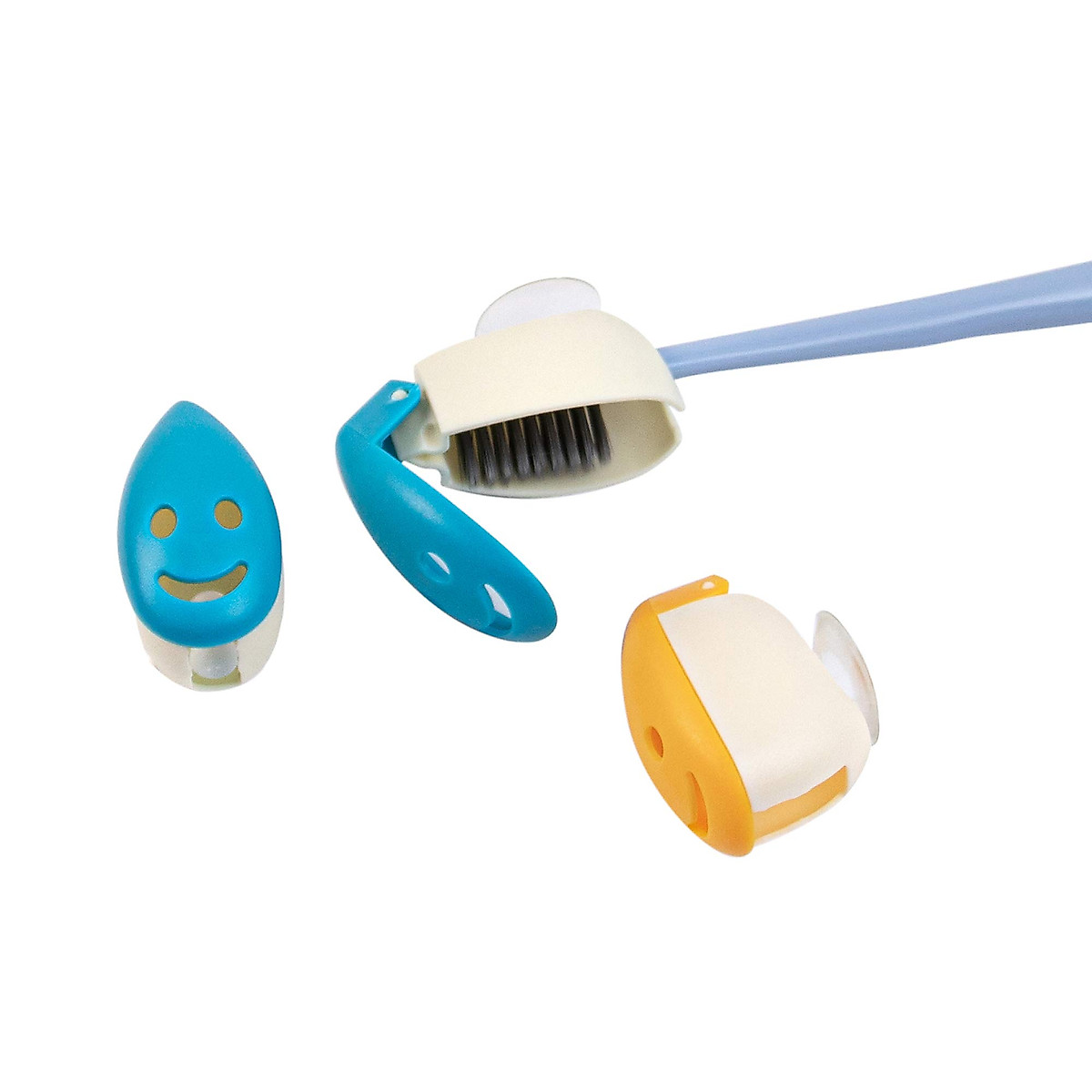 AUEAR, 8 Pack Happy Face Toothbrush Head Cover Cap with Suction Cup Cute Portable Protective Covers Case for Home Travel Outdoor Camping 4 Colors