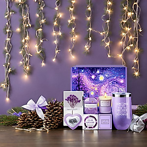 Apjielop Birthday Gifts for Women - Relaxing Lavender Spa Gifts Basket Set for Women, Mom, Sister, Bff, Wife, Girlfriend, Her - Mothers Day Birthday Christmas Gifts for Women