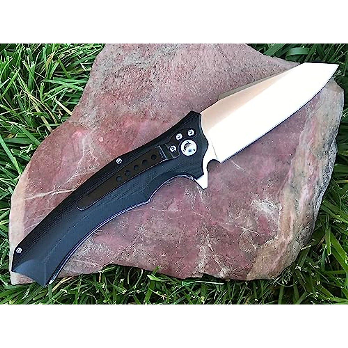 TACTICAL GEARZ G10 EDC Pocket Knife, TG Vex! G10 Handle, 9Cr18MoV Stainless Steel Blade w/Ball Bearing Washers! Includes Sheath! (Black)