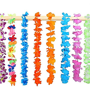 TSMJUWND Hawaiian Leis 100Pcs for Hawaii Tropical Luau Party Decoration(Colorful)