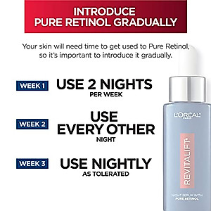 L'Oreal Paris Revitalift 0.3% Pure Retinol Night Serum, to Visibly Reduce Wrinkles, Even Deep Ones, Fragrance Free 1 oz + Moisturizer Sample