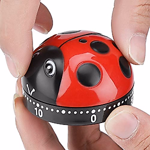 Kitchen Cooking Timer, Kitchen Timer, Ladybug ABS material Mechanical Wind-Up Anti-Rust Durable 60 Minutes for Cooking Game Exercise Office