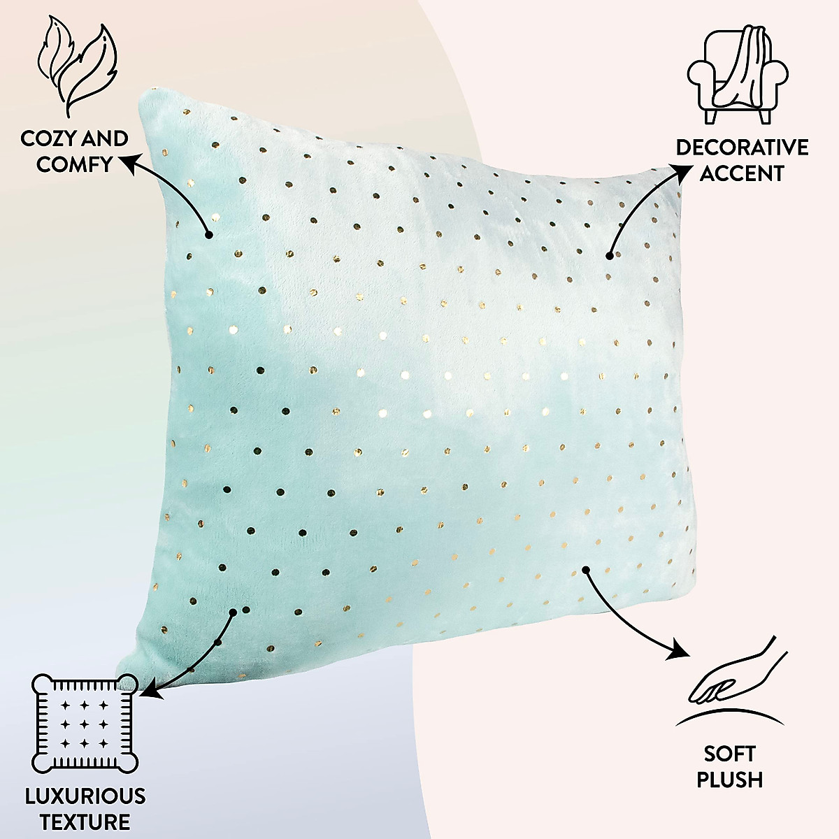 Urban Lifestyle Gold Foil Jumbo Pillow, Mint