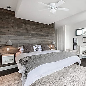 Prominence Home Alvina, 42 Inch Traditional Flush Mount Indoor LED Ceiling Fan with Light, Pull Chain, Dual Finish Blades, Reversible Motor - 80092-01 (White)