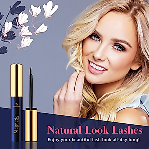 5 Pairs Reusable Magnetic Eyelashes and 2 Tubes of Magnetic Eyeliner Kit, Upgraded 3D Magnetic Eyelashes Kit With Tweezers Inside, Magnetic Eyeliner and Magnetic Eyelash Kit - No Glue Needed