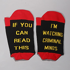 LEVLO Crimianl TV Fans Inspired Gift If You Can Read This Cotton Socks Mother's Day Graduation Teacher Christmas Gifts (2 Pairs/Set - Mid Calf - 3)