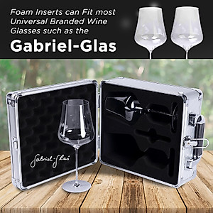 FlyWithWine Portable Aluminum Framed Wine Glass Carrying Case With Custom Wine Glass Fit Foam Inserts (Glasses Not Included)