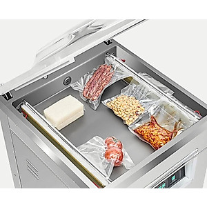 TECHTONGDA Vacuum Seal Machine Package Tool Stainless Steel Single Chamber for Meat Fruit Vegetable with Wheels Sealing Length 16inch