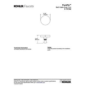 KOHLER PUREFLO™ BATH DRAIN TRIM - CONTEMP ROT