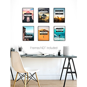 Motivational Wall Art - Inspirational Posters and Wall Art for Office, Home, Gym - Positive Quotes Wall Decor for Work Place - Inspiration Artwork for Business, Sports - 8x10inch, Set of 6 - UNFRAMED