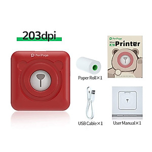 JEPOD A6 PeriPage Mini Portable Bluetooth Wireless Photo Printer Pocket Thermal Printer Mobile Printer Supports Android iOS (Red)