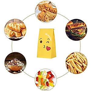 Expression paper bag, smiley paper bag, 48pcs Party Favor Bags, Colors Small Gift Bags, Small Kraft Paper Bags, Kids Goodie Bags with Stickers Small Gift Bag for Birthday Party Baby Shower Favor.