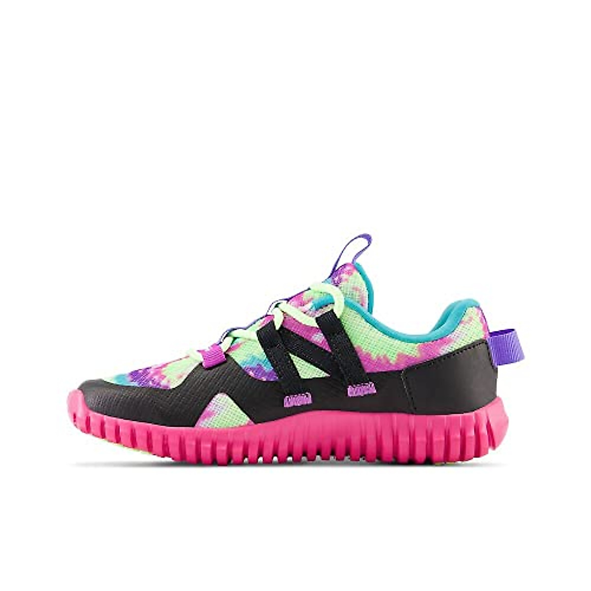 New Balance Girls PLAYGRUV V2 Bungee Sneaker, Hi-Pink/Black/Cosmic Rose, 2 Wide Little Kid